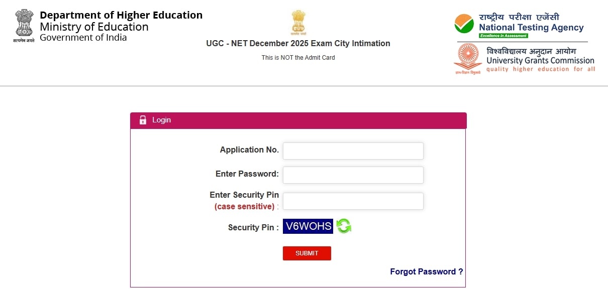 UGC NET December 2025 Exam City Intimation Slip Released @ugcnet.nta.ac.in
